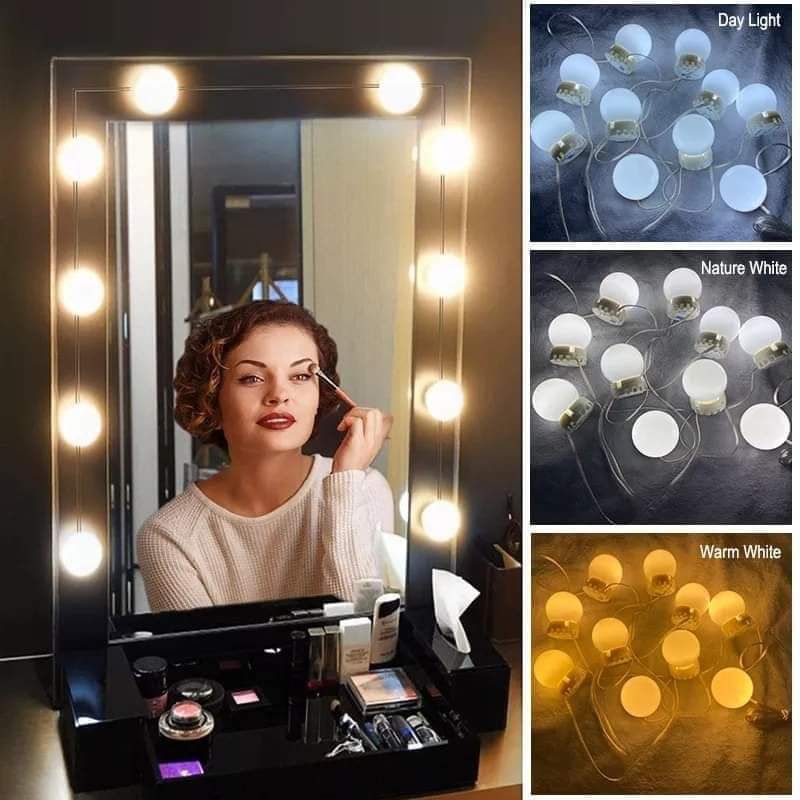 Dimmable Lighted Vanity Mirror for Bedroom with 3 Color Changing, Holl ...